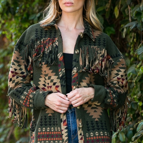 Shop_Fig | Jackets & Coats | New Aztec Print Fringed Jacket Western ...